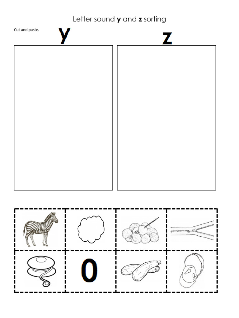 Letter y and Z Sorting Worksheet | PDF