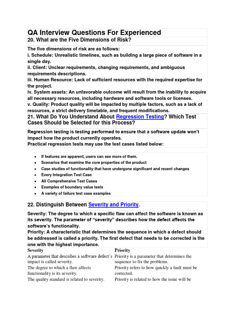Essential QA Interview Questions Guide | PDF
