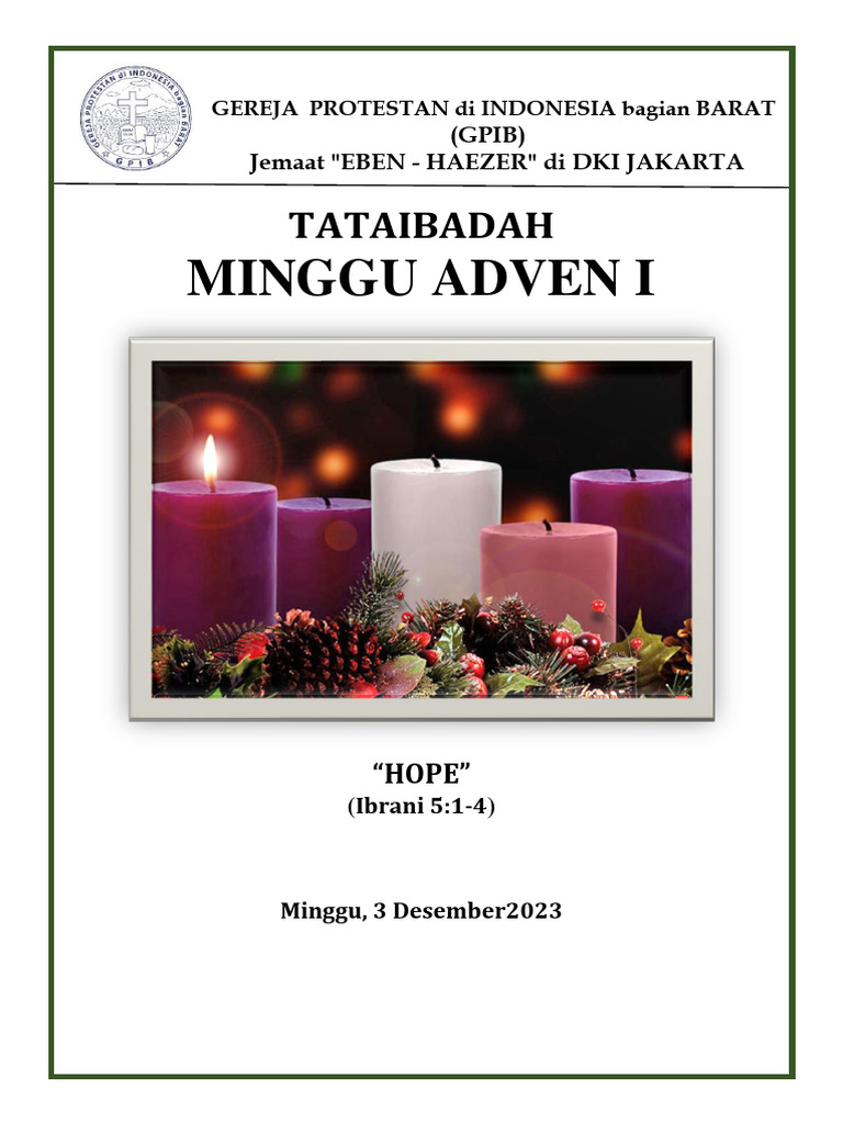 Tata Ibadah Minggu 3 Desember 2023 (Advent 1) | PDF