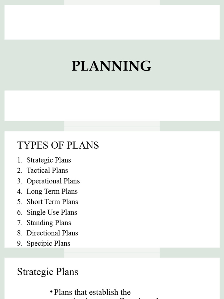 Types of Directional and Standing Plans | PDF | Career & Growth | Business
