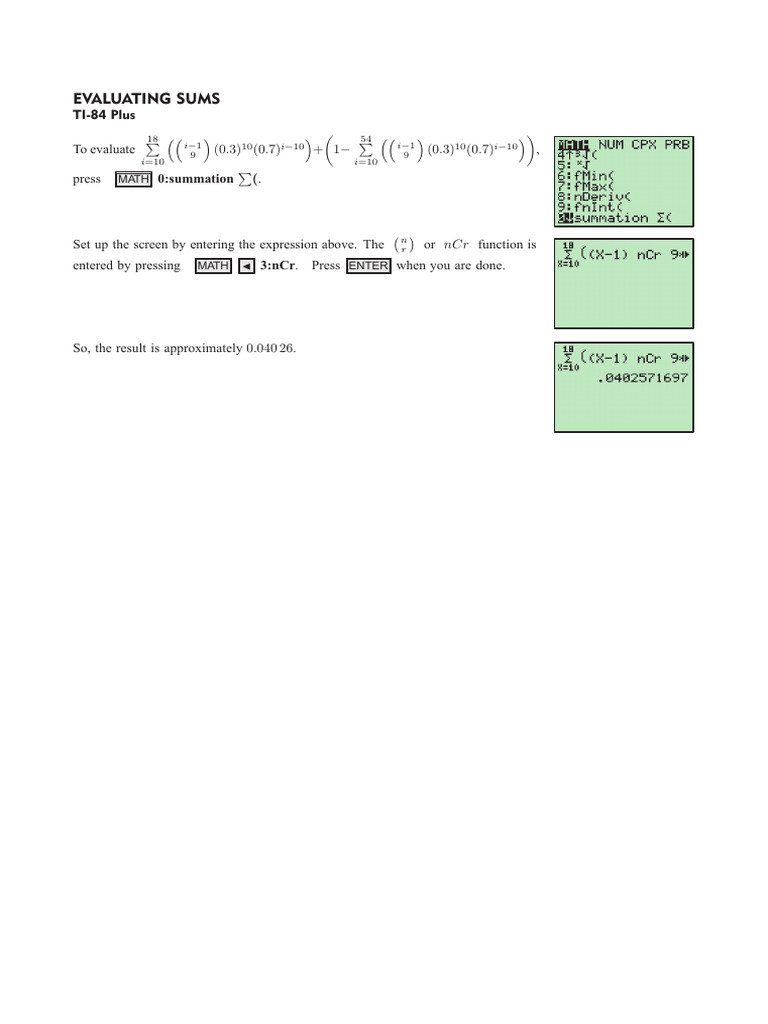 122 Evaluating Sums | PDF