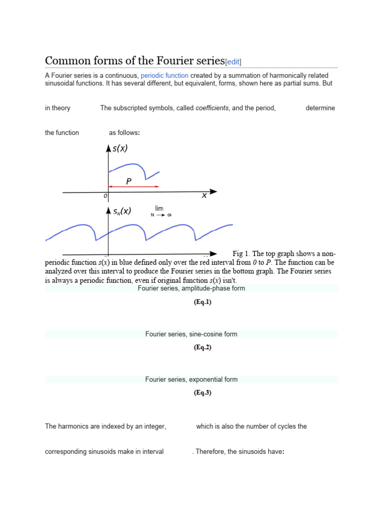 Common Forms Of The Fourier Series Pdf