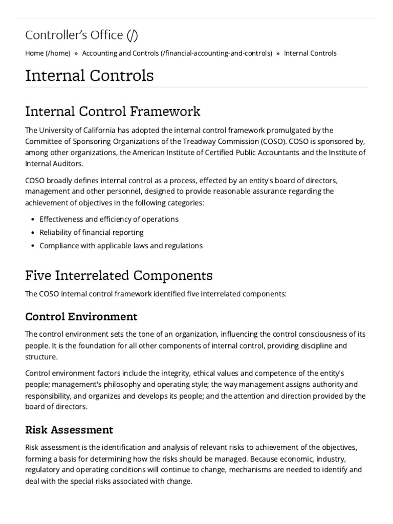 Internal Controls - Controller's Office | PDF | Internal Control ...