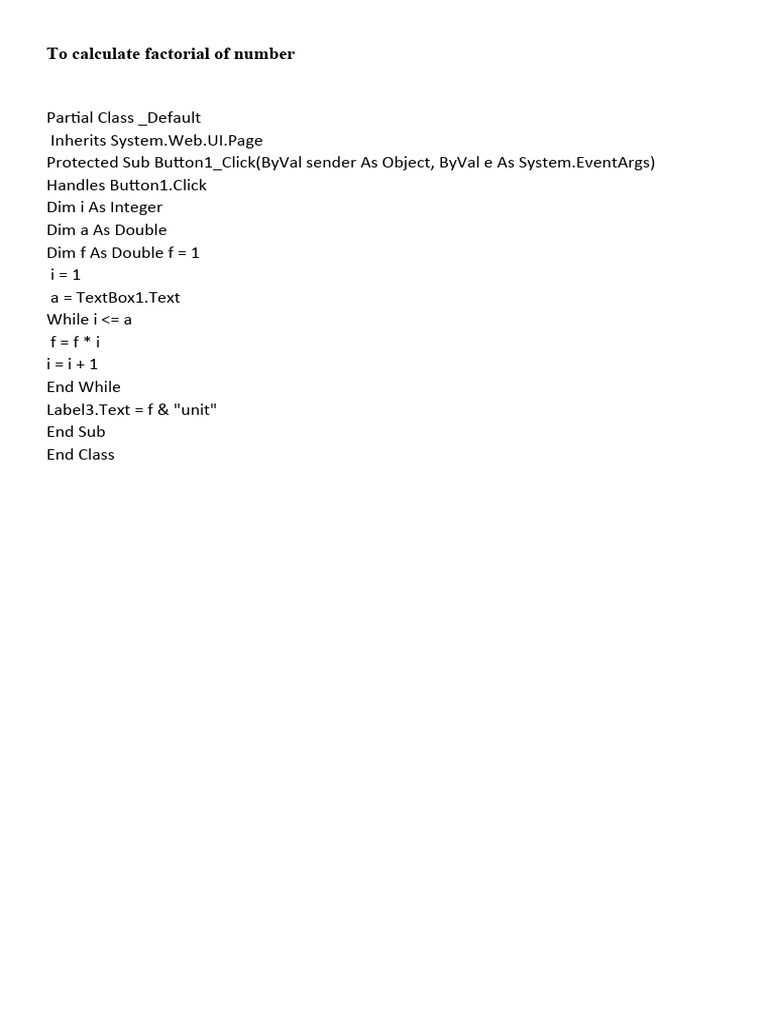 To Calculate Factorial of Number | PDF