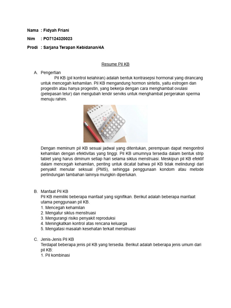 Resume Fidyah KB Pil | PDF