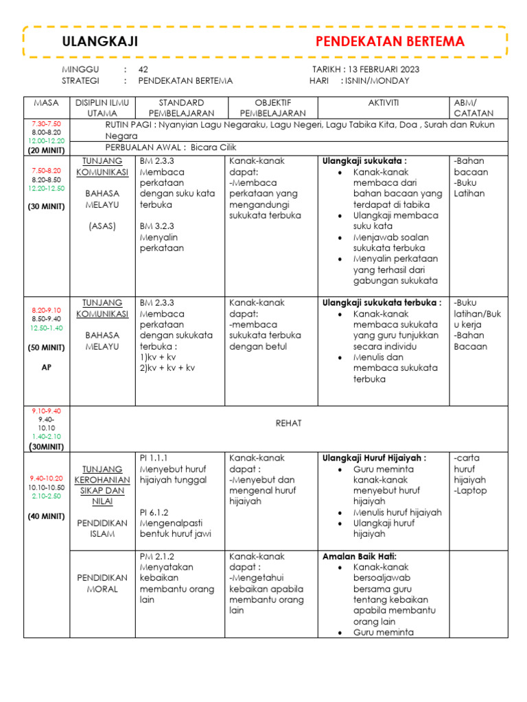 B - RPH Minggu 42 (Ulangkaji) | PDF