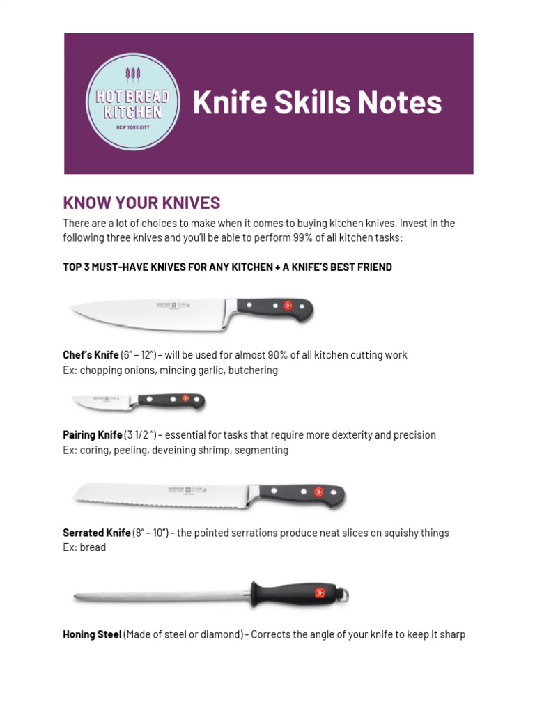 Knife Skills Notes | PDF | Knife | Tools