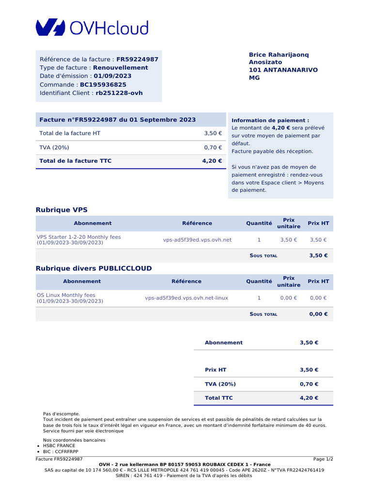 Facture FR59224987 | PDF