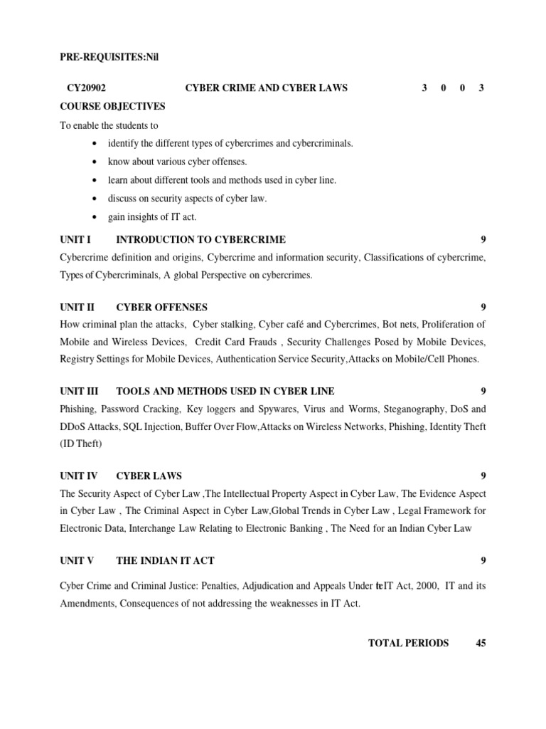 Cyber Crime and Law Course Overview | PDF