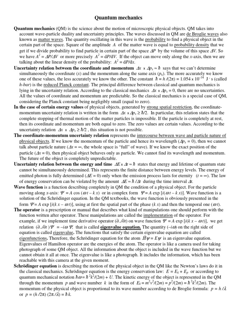 Quantum Mechanics | PDF