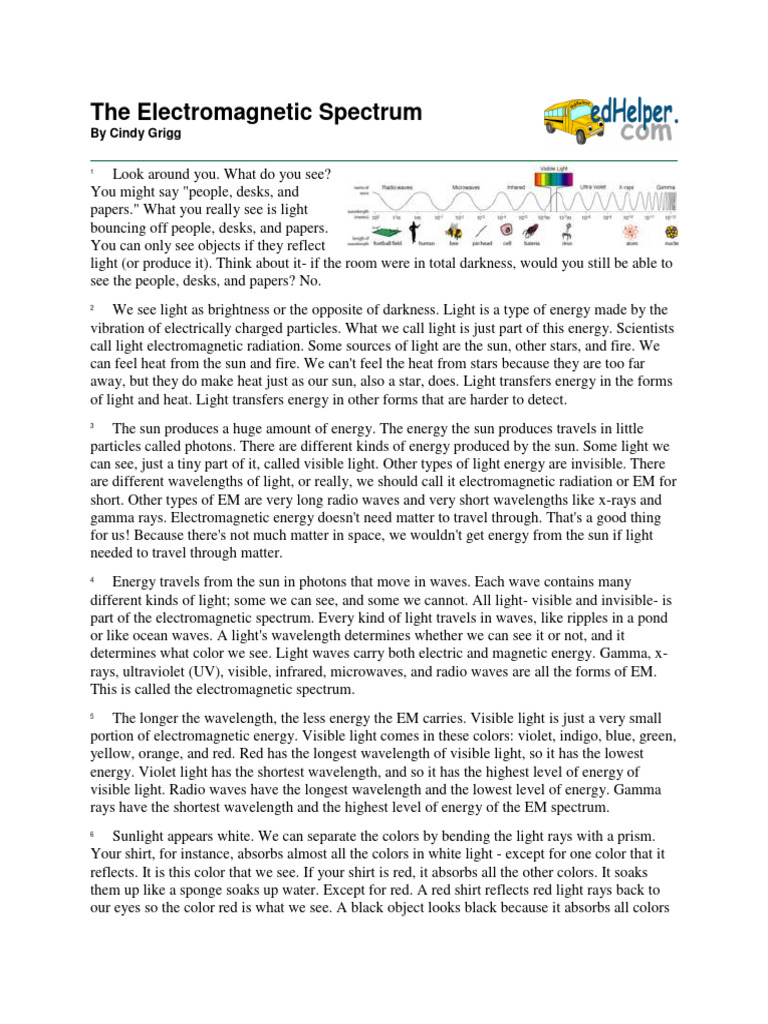 The Electromagnetic Spectrum | PDF | Electromagnetic Radiation | Electromagnetic Spectrum