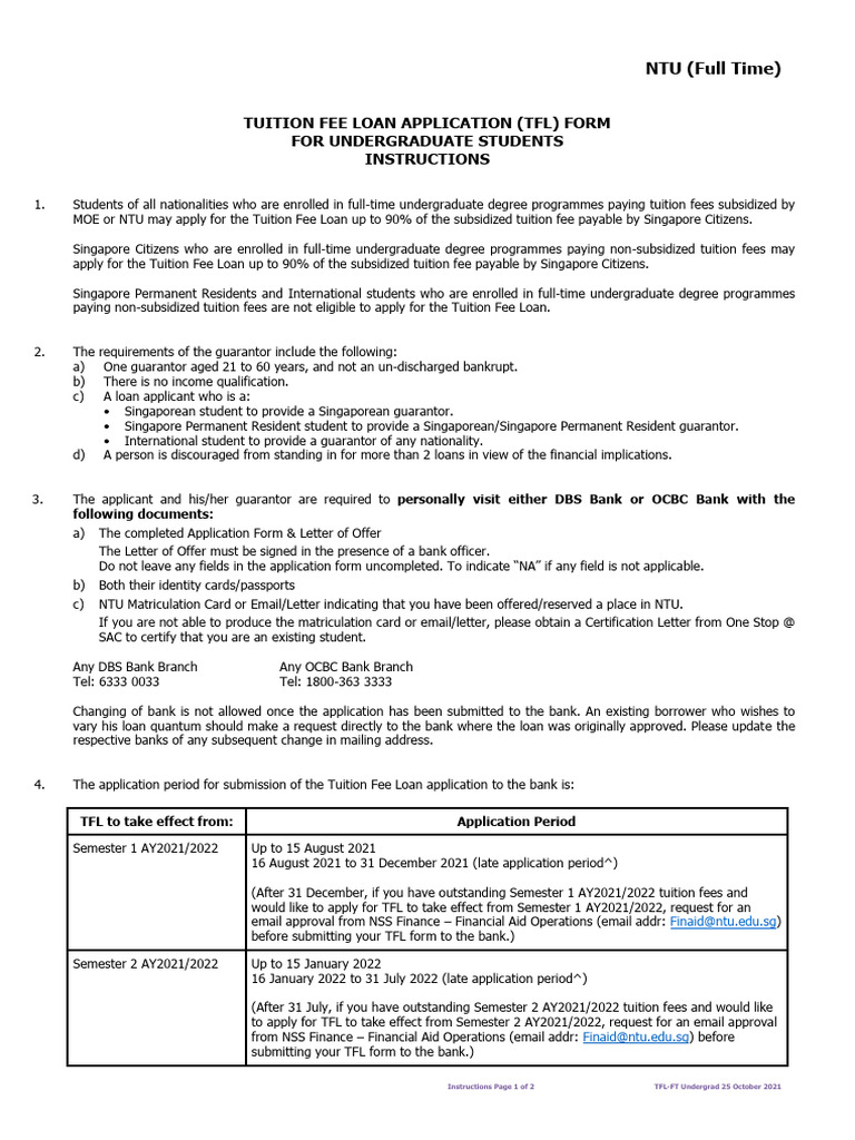 TFL Form For FT Ug Ay22 23 (Revised On 25 October 2021) | PDF ...