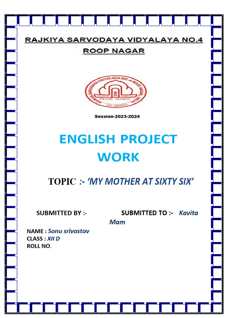 ENGLISH - PROJECT - 2023-24 (1) Sonu | PDF