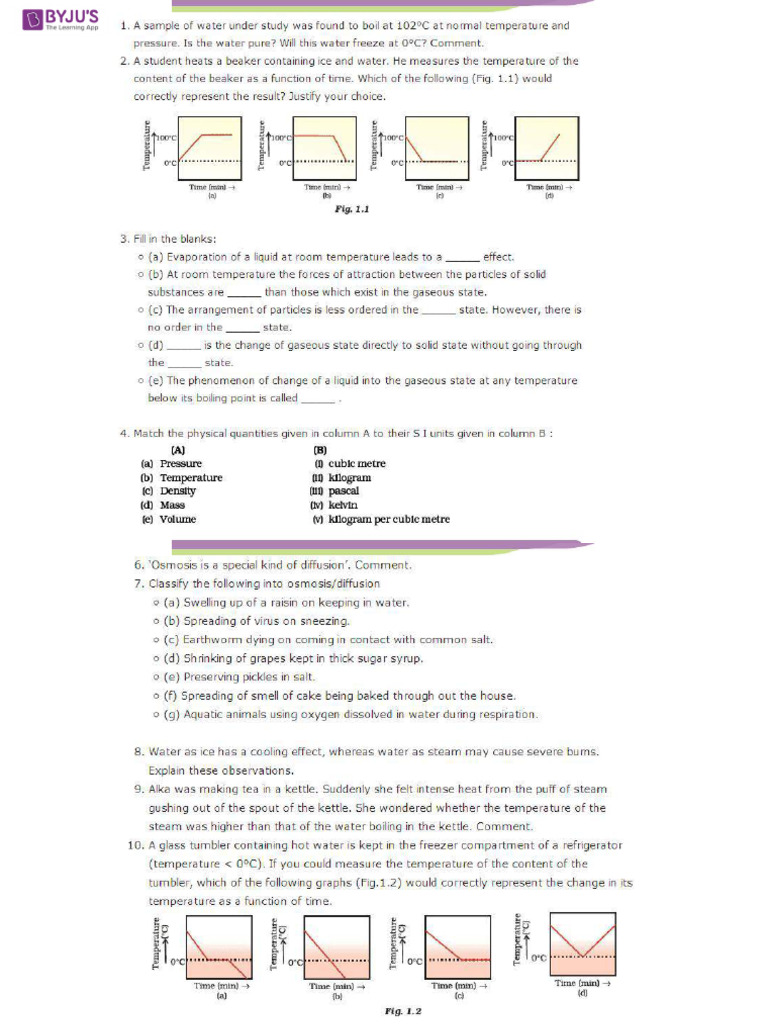 Important Questions For Class 9 Science Chapter 1 Matter in Our Surroundings | PDF