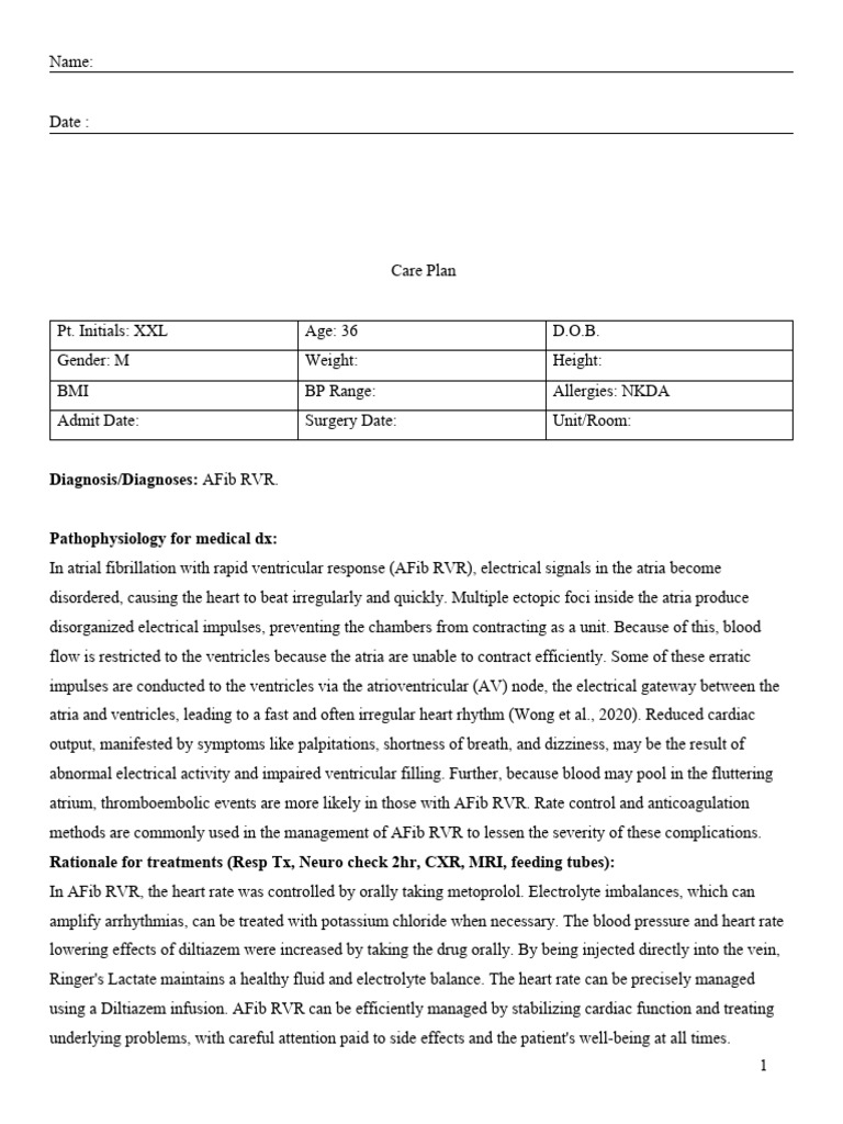 Afib RVR Careplan | PDF