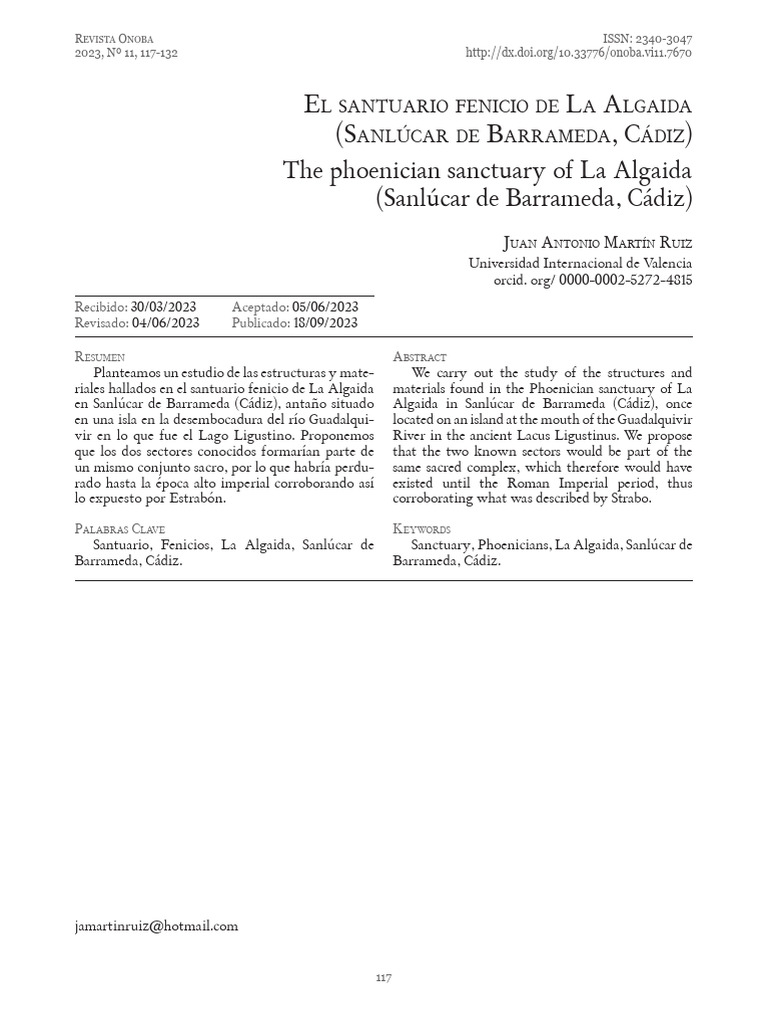El Santuario Fenicio de La Algaida | PDF | Ciencias sociales