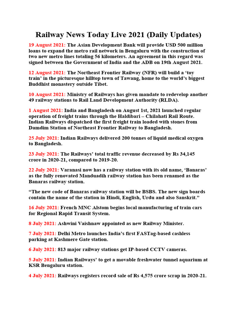 railway current affairs | PDF