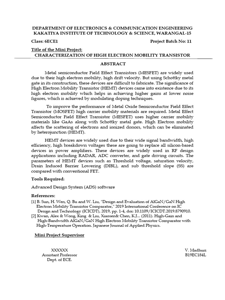 Sample Abstract Format For Mini Project | PDF