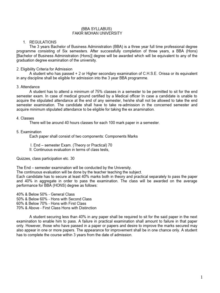 BBA Syllabus | PDF