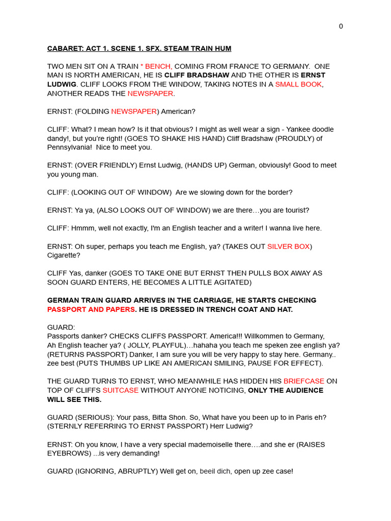 Cabaret Act 1 - Script | PDF