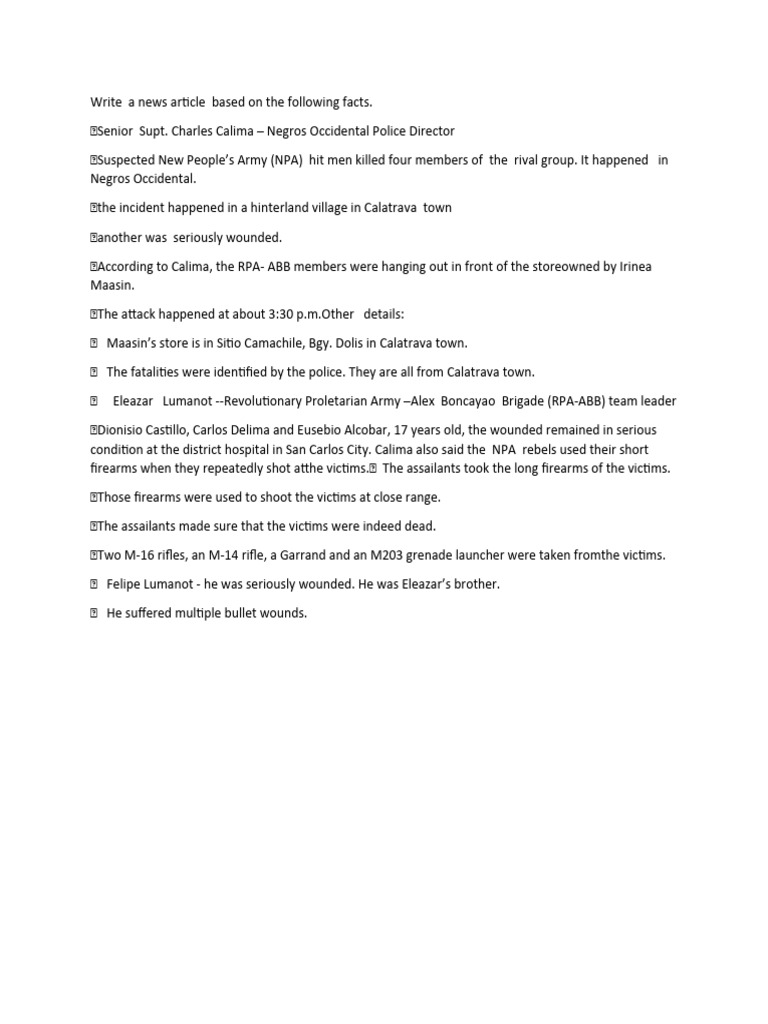 News Writing Exercises | PDF