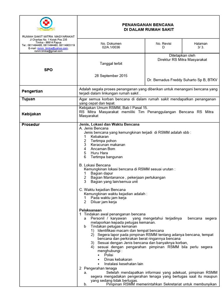 Prosedur Bencana RS Mitra Masyarakat | PDF