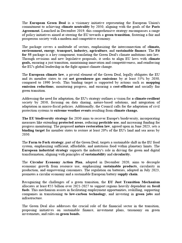 The European Green Deal Pdf