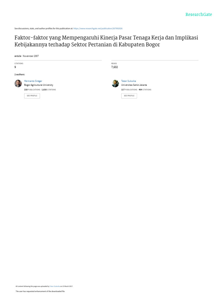 Faktor-Faktor Yang Mempengaruhi Kinerja Pasar Tena | PDF