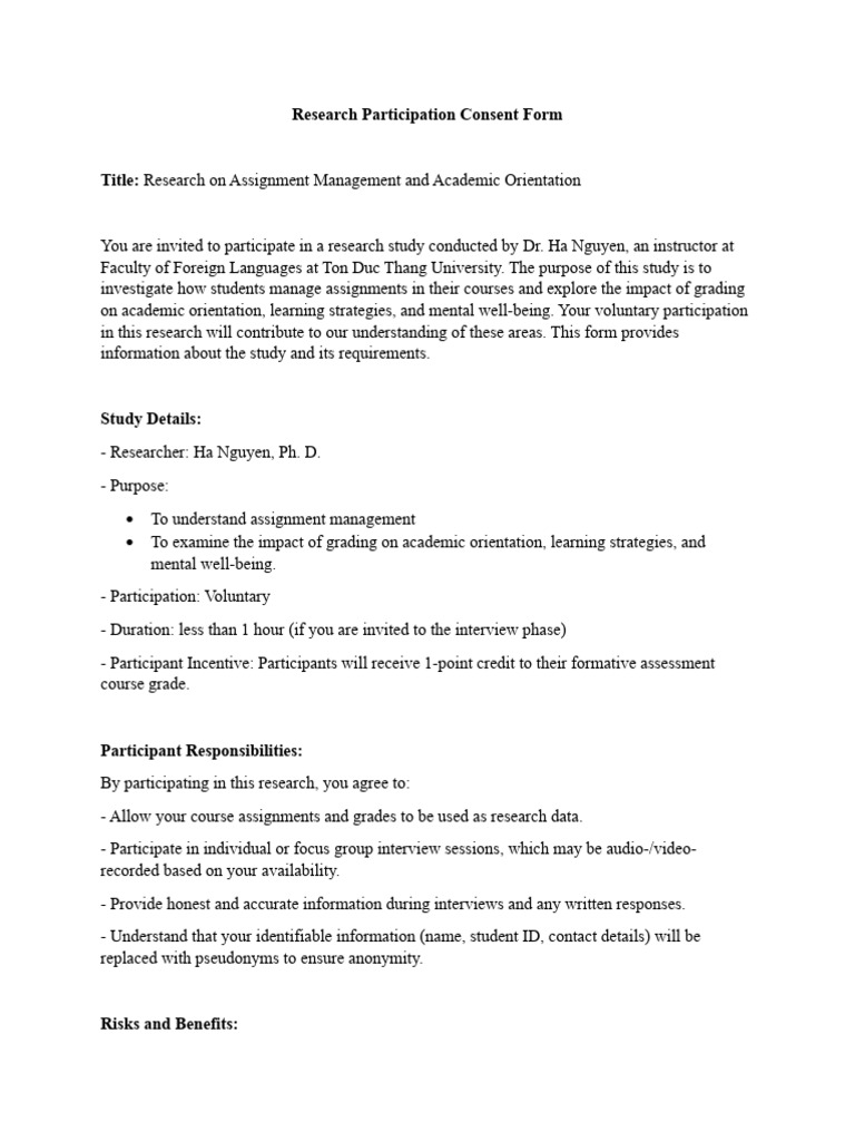 Research consent form | PDF