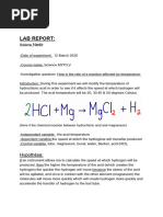Magnesium and HCl Reaction Experiment | PDF