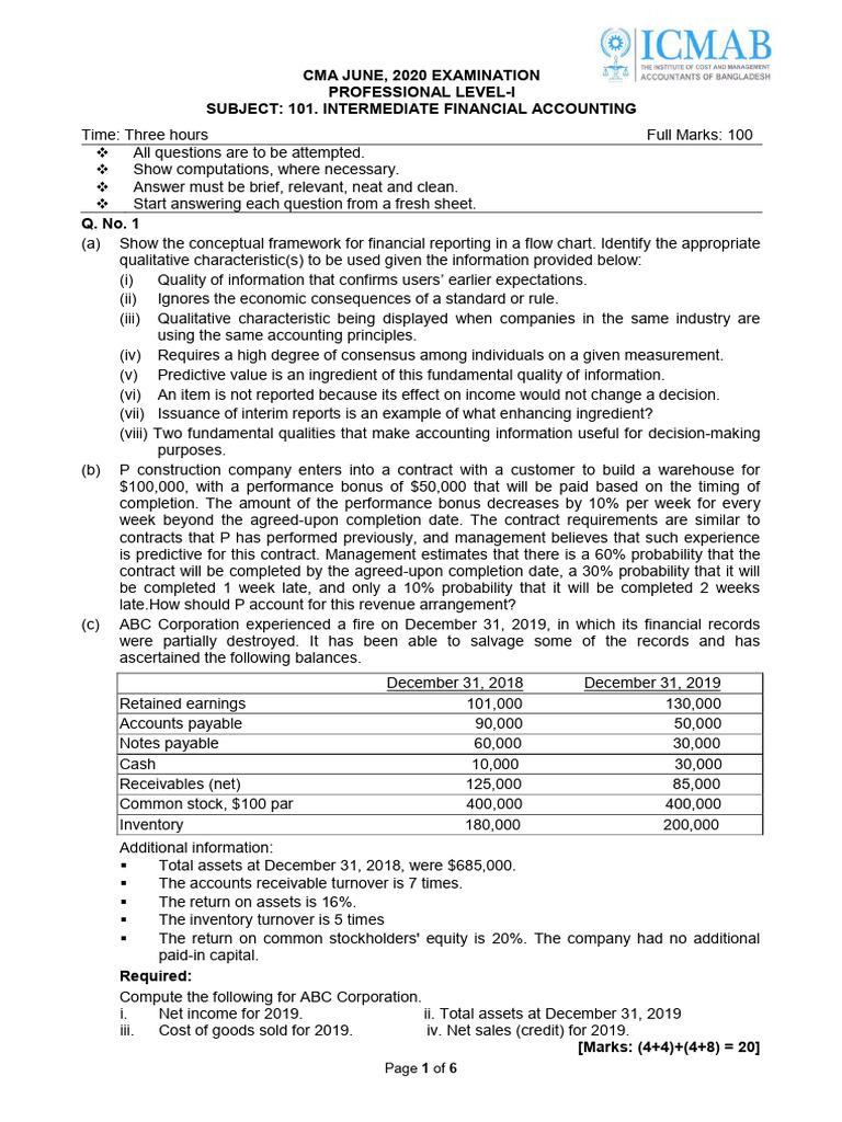 101.ITFAP - .L I Question CMA JUNE 2020 Exam | PDF | Finance & Money Management | Technology ...