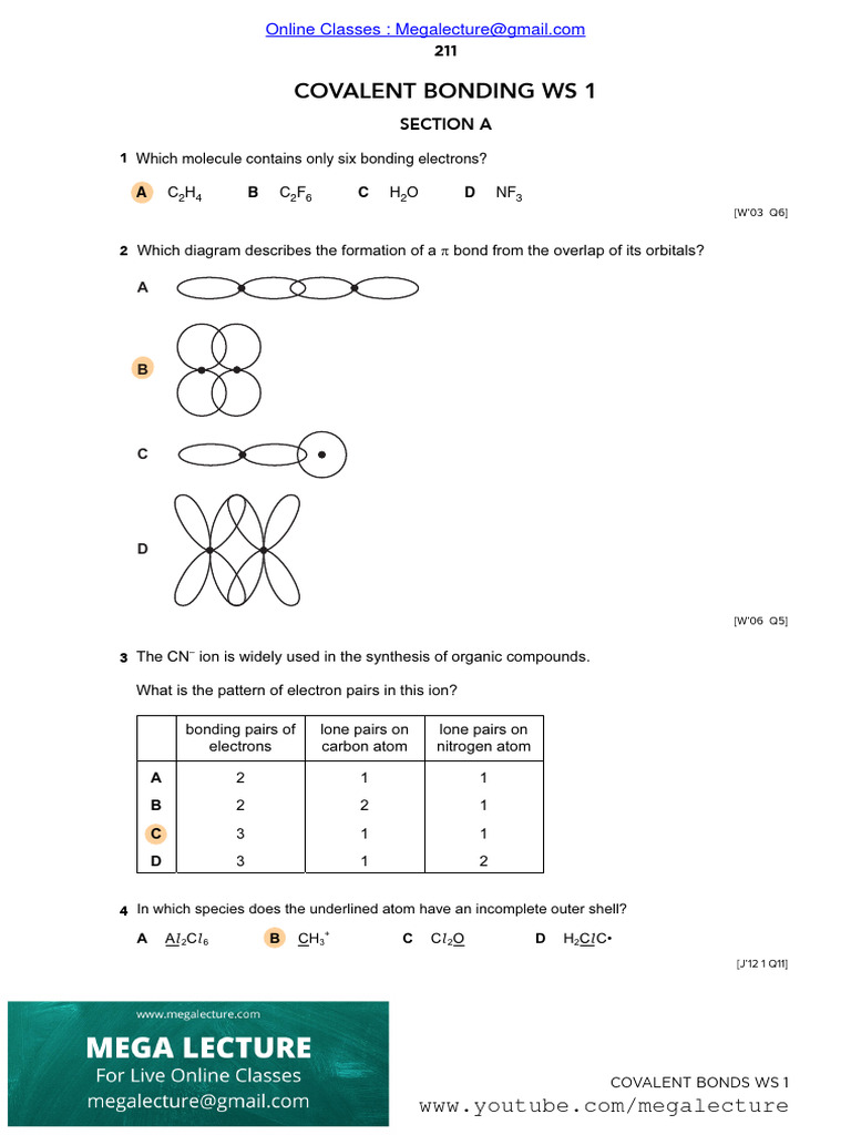 Covalent Bonds Answers | PDF