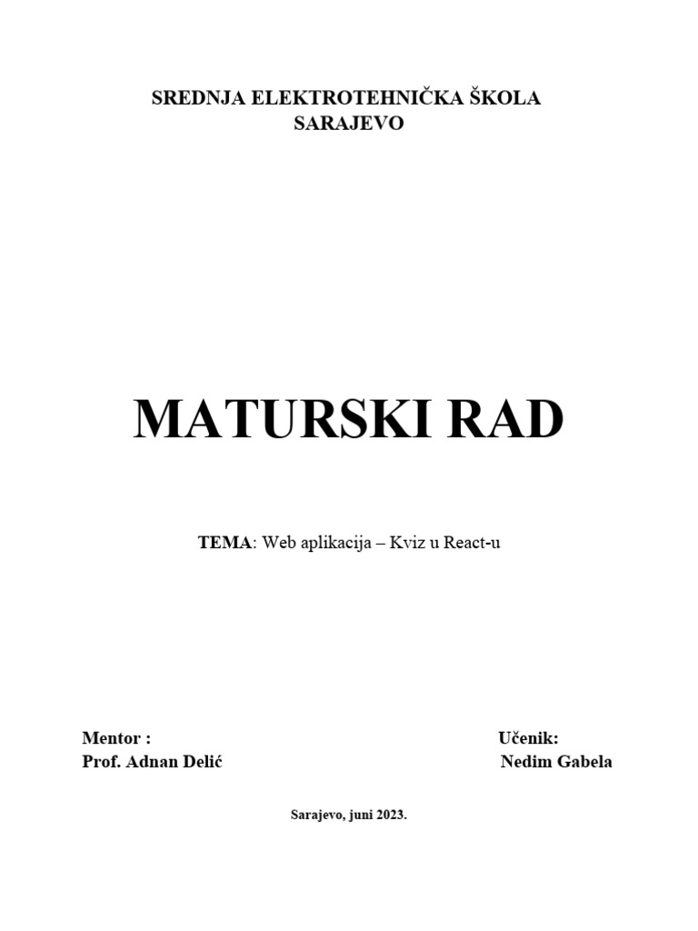 Maturski Rad | PDF