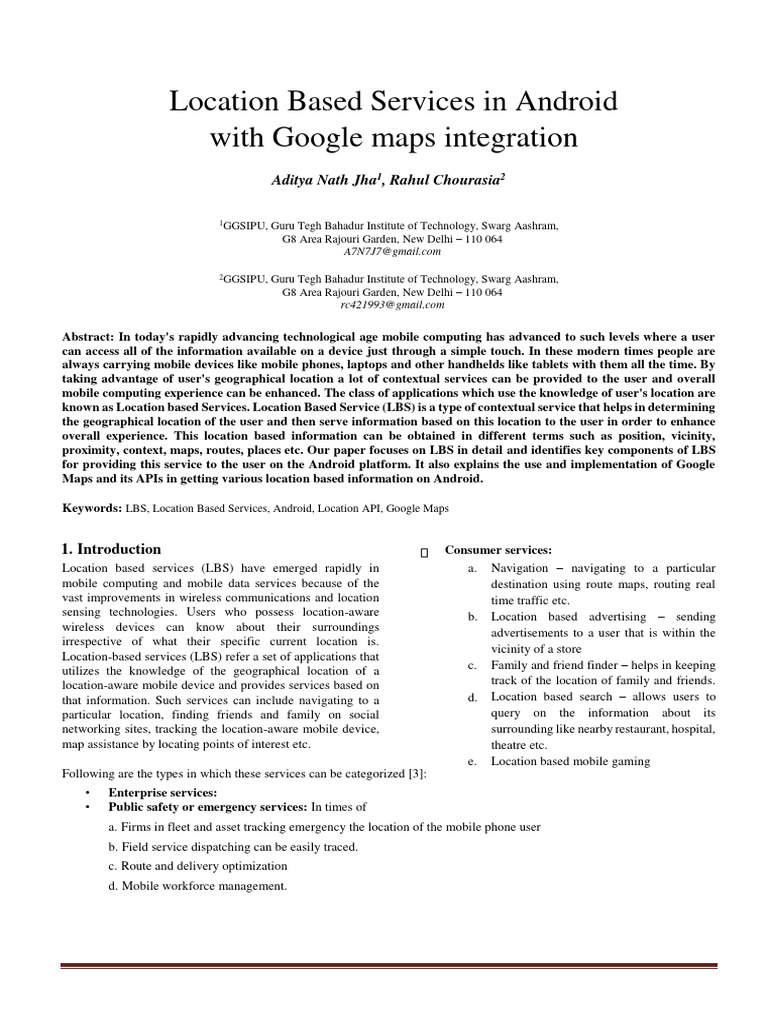 Location Based Services in Android With | PDF | Location Based Service | Android (Operating System)