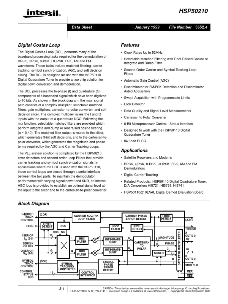 hsp50210 - Costas Loop | PDF