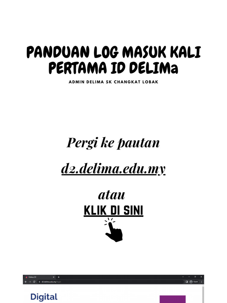 TEMPLATE PANDUAN LOG MASUK KALI PERTAMA ID DELIMa SKCL | PDF
