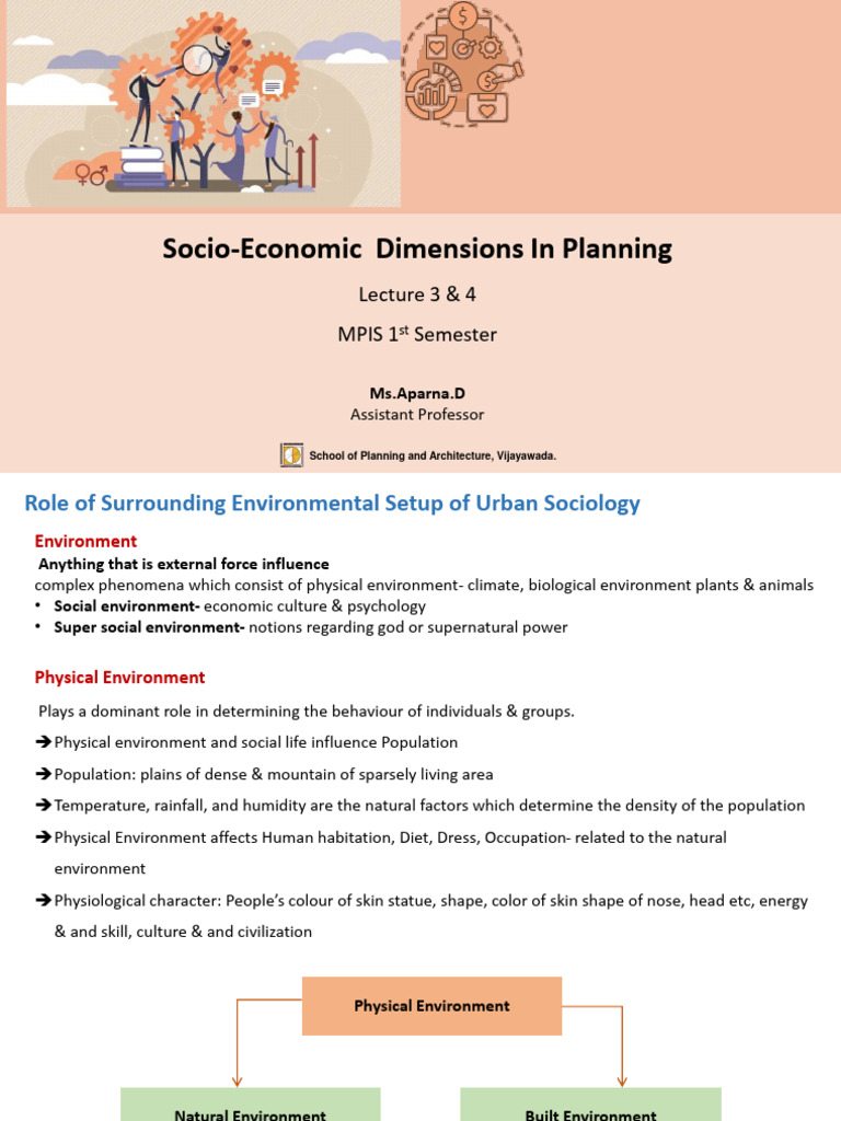 Socio-Economic Dimensions in Planning: Lecture 3 & 4 Mpis 1 Semester | PDF
