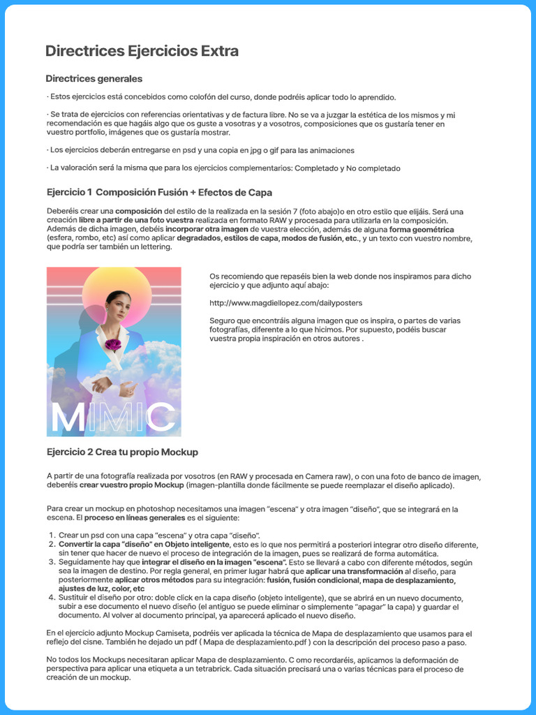 Directrices Ejercicios Extra | Descargar gratis PDF | Adobe Photoshop | Formato de imagen sin ...