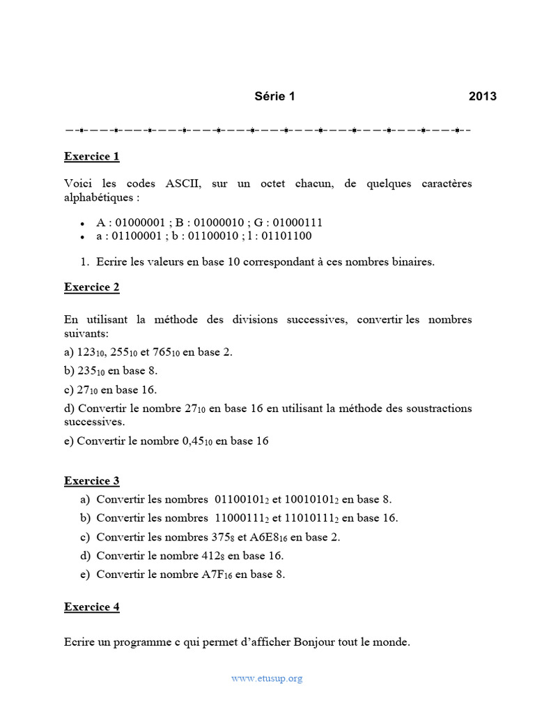 Exercices corrigés en langage C | PDF | Codage des caractères ...