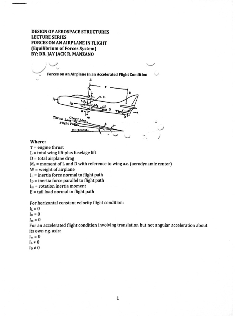 3 Forces On An Airplane in Flight Equilibrium of Forces System | PDF