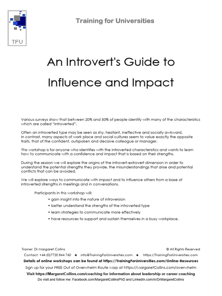 Introvert Influence and Impact - Handouts | PDF