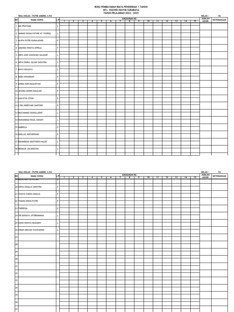 Form Buku Besar Pembayaran | PDF