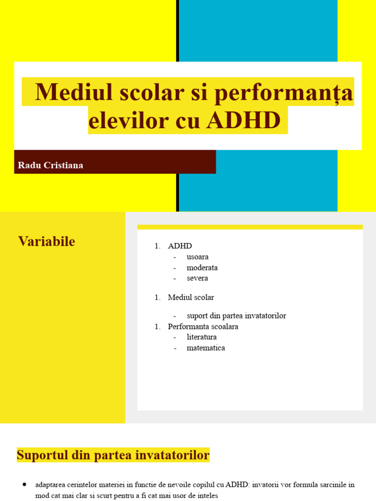 Radu Cristiana ADHD Idee Cercetare | PDF