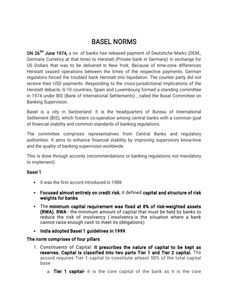 Basel Norms | PDF