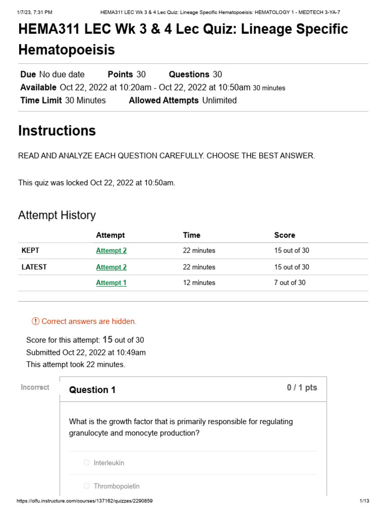 Hema Lec (Lineage Specific Hematopoeisis) | PDF