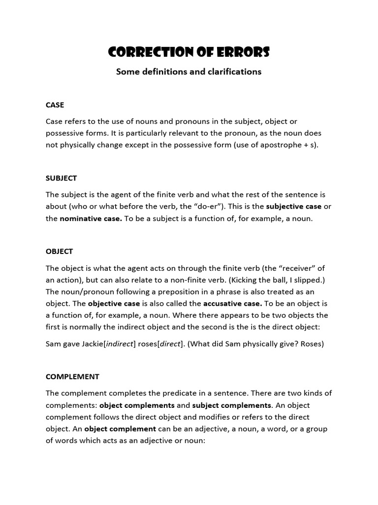 Correction of Errors | PDF