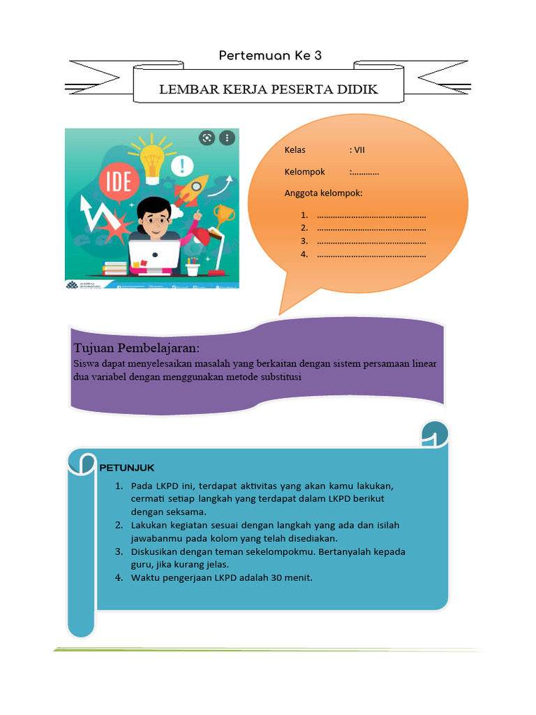 5 LKPD SPLDV Pertemuan 3 | PDF