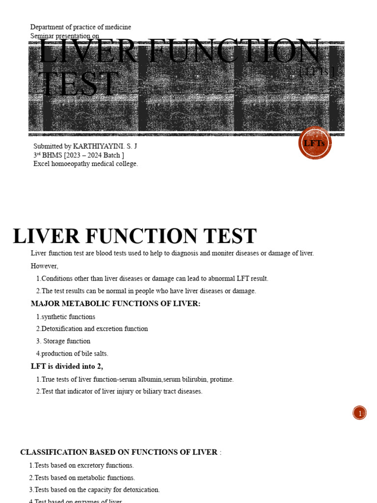 Liver Function Test | PDF | Alanine Transaminase | Liver