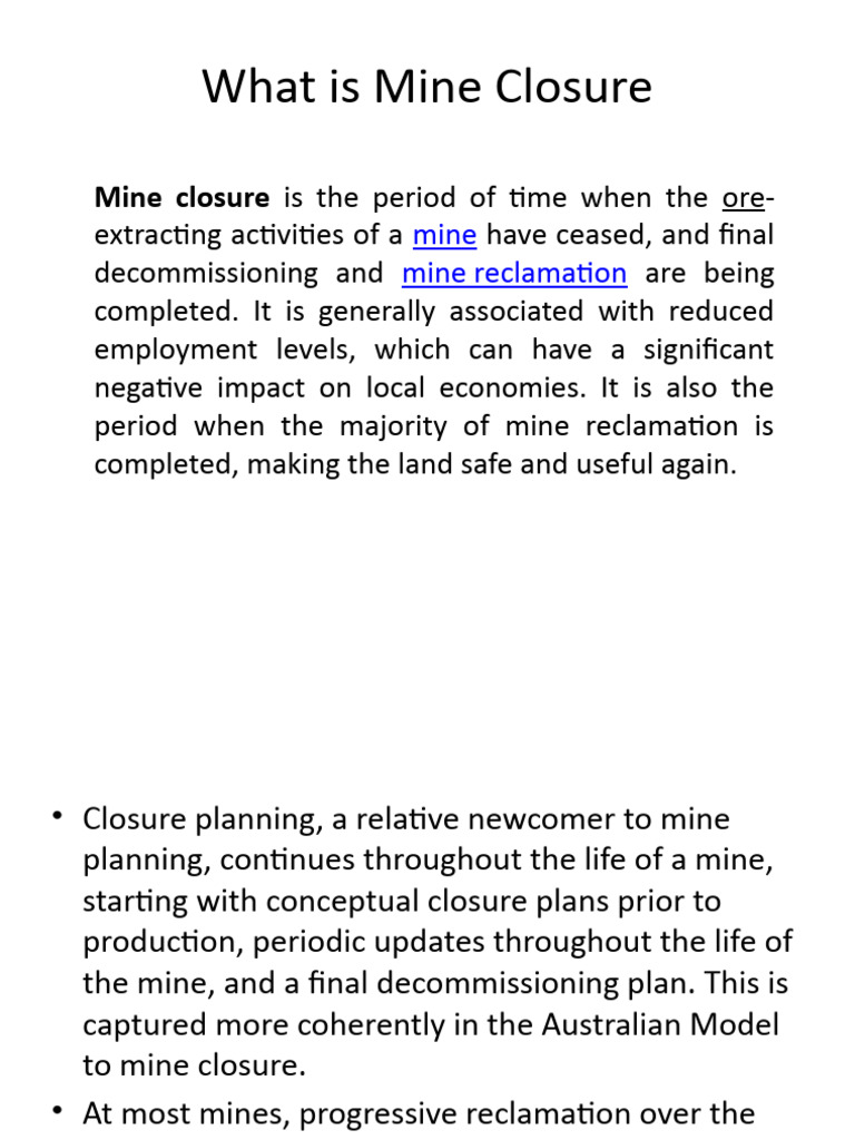 Mine Closure and Rehabilitation#4 | PDF | Mining | Restoration Ecology