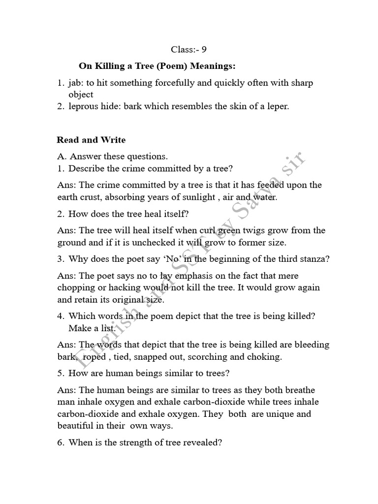 On Killing A Tree | PDF